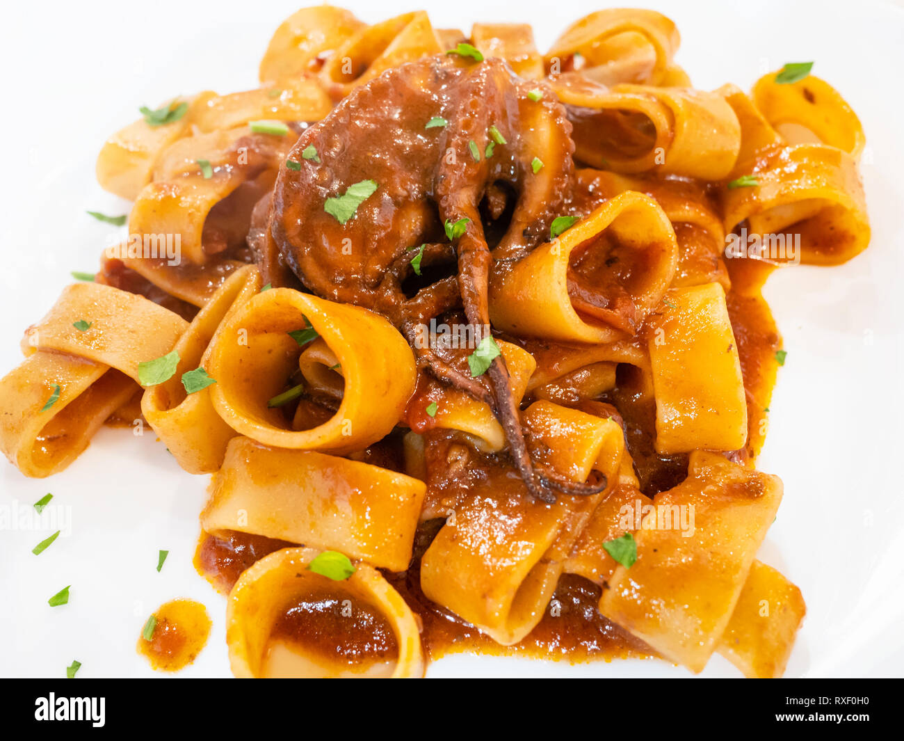 Italian cuisine - Calamarata Napoletana (calamarata pasta with squid in ...