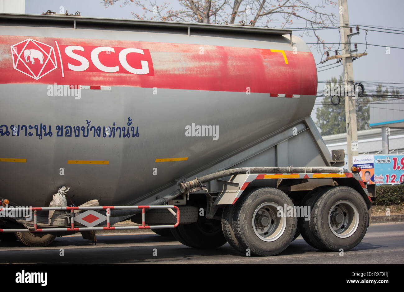 Chiangmai, Thailand - February 26 2019: Cement Trailer truck of TLL ...