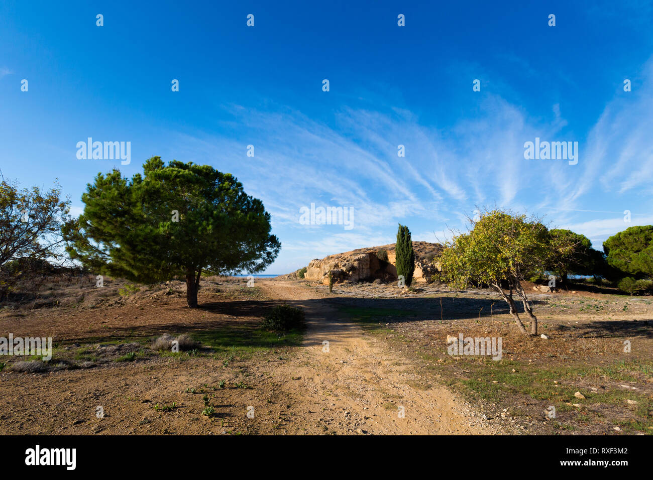 Beautiful old tombs of the king graveyard archeological park in Paphos ...