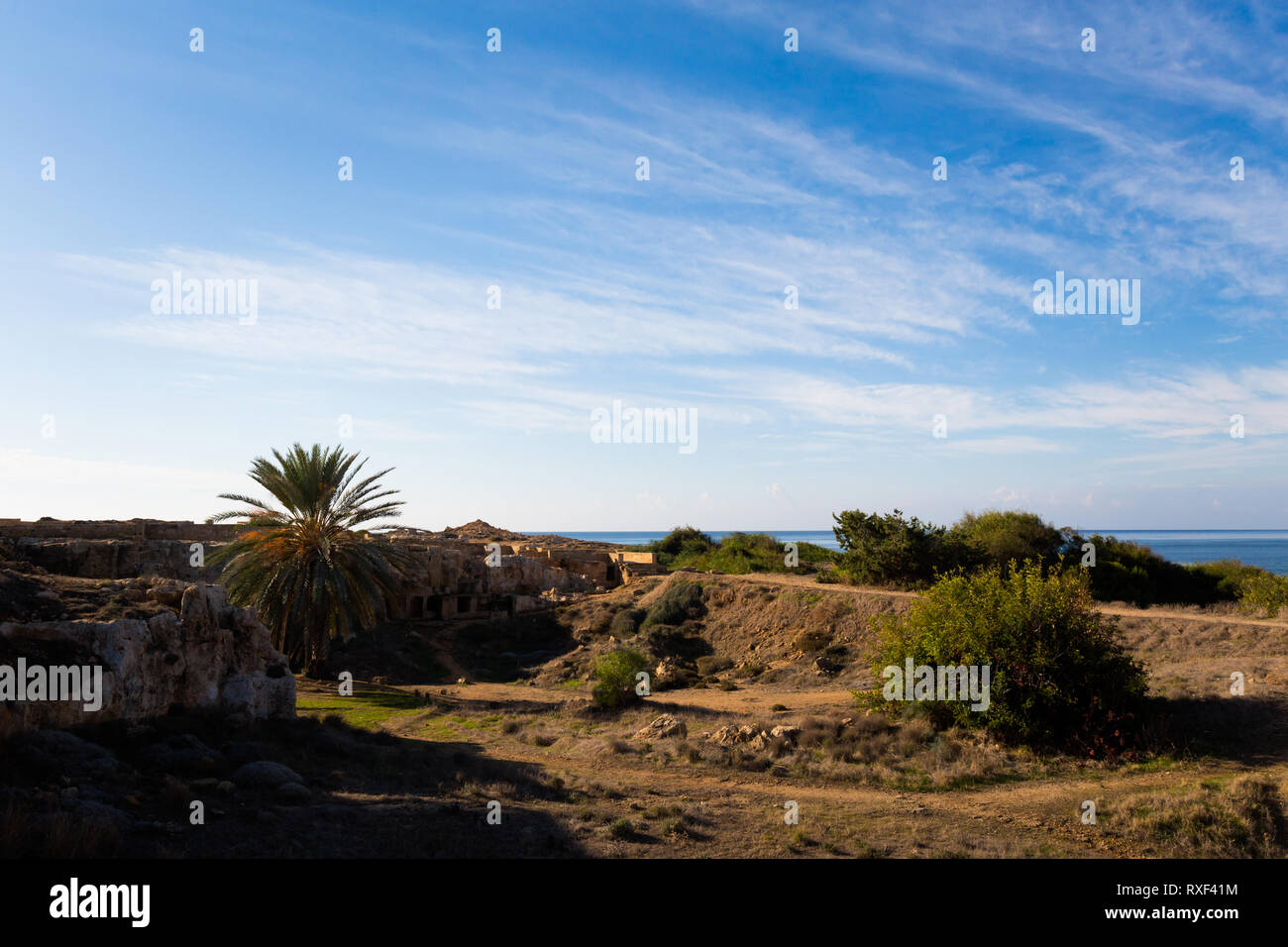 Beautiful old tombs of the king graveyard archeological park in Paphos ...