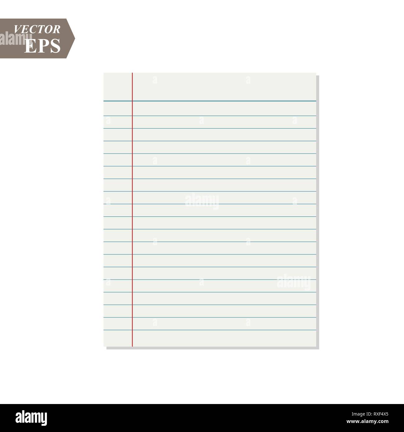 Vector realistic lined paper sheet with margins. Copybook, notebook or ... Vector realistic lined paper sheet with margins. Copybook, notebook or ...