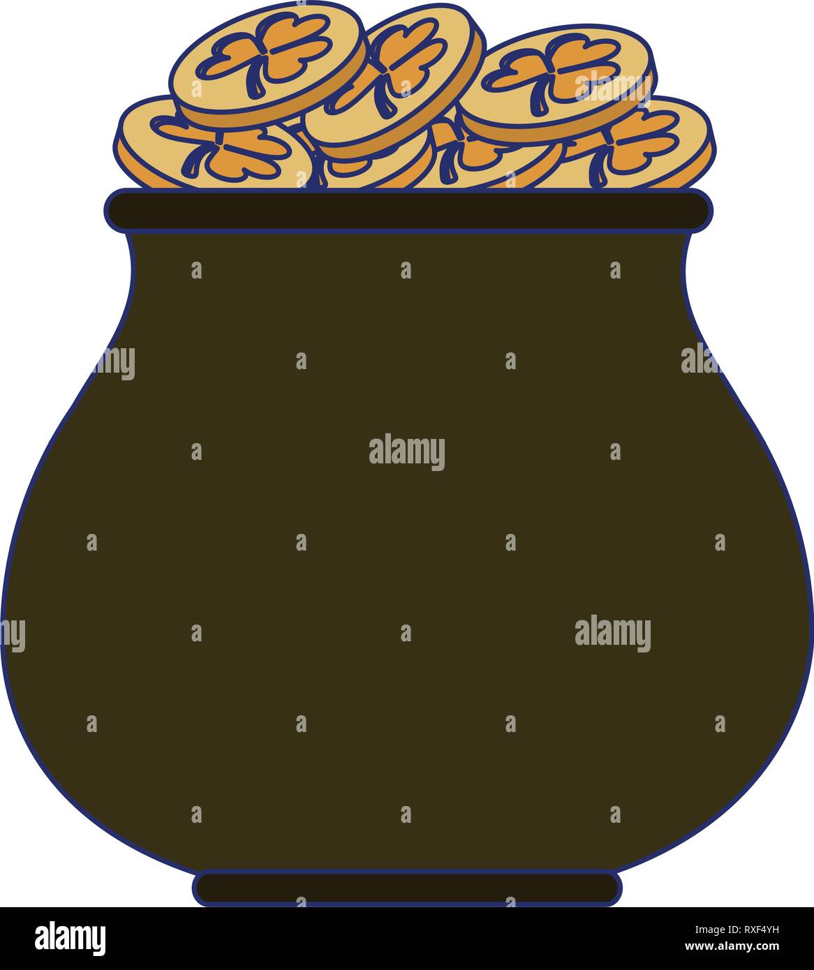 coins pot cartoon isolated blue lines Stock Vector Image & Art - Alamy