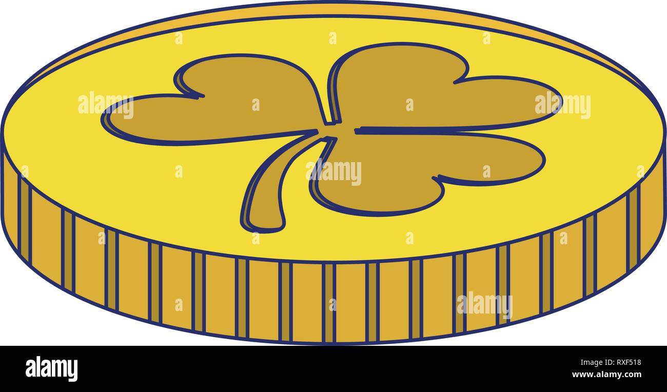 shamrock coin isolated cartoon blue lines Stock Vector Image & Art - Alamy