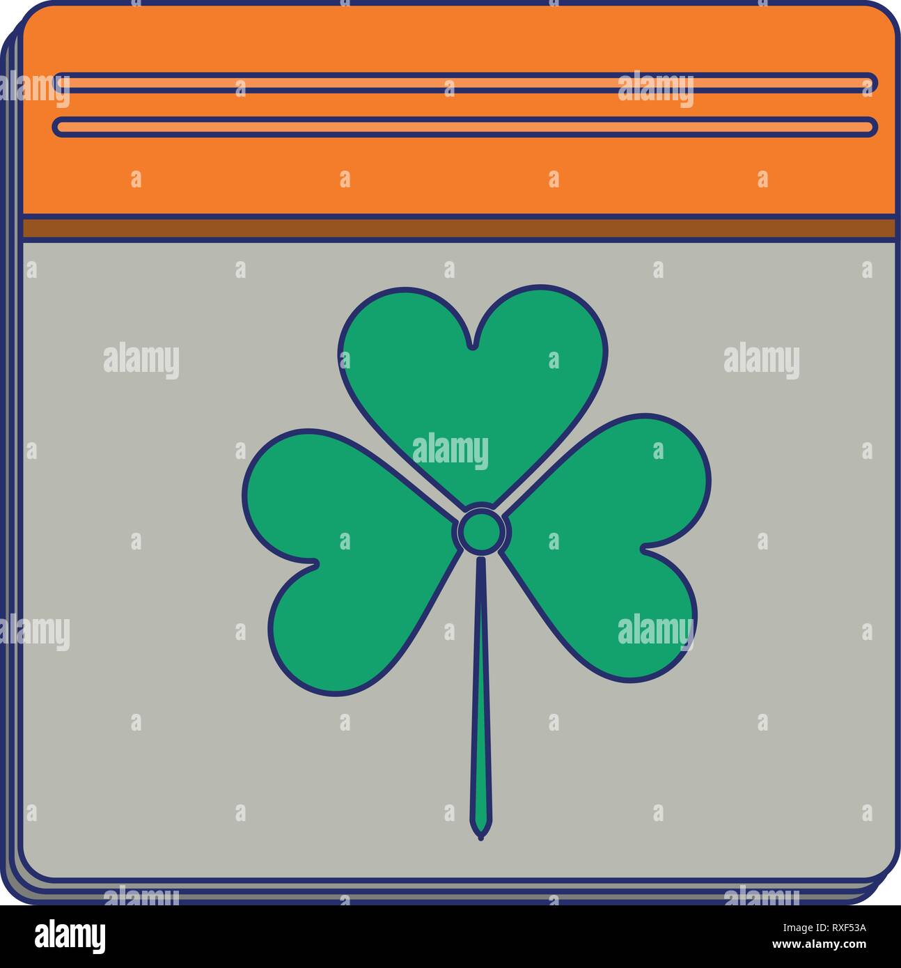 st patricks calendar with shamrock symbol blue lines Stock Vector Image ...