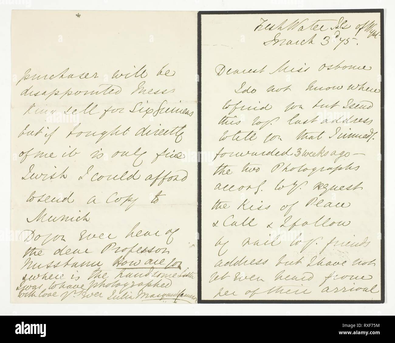 Autograph Letter. Julia Margaret Cameron; English, 1815-1879. Date ...