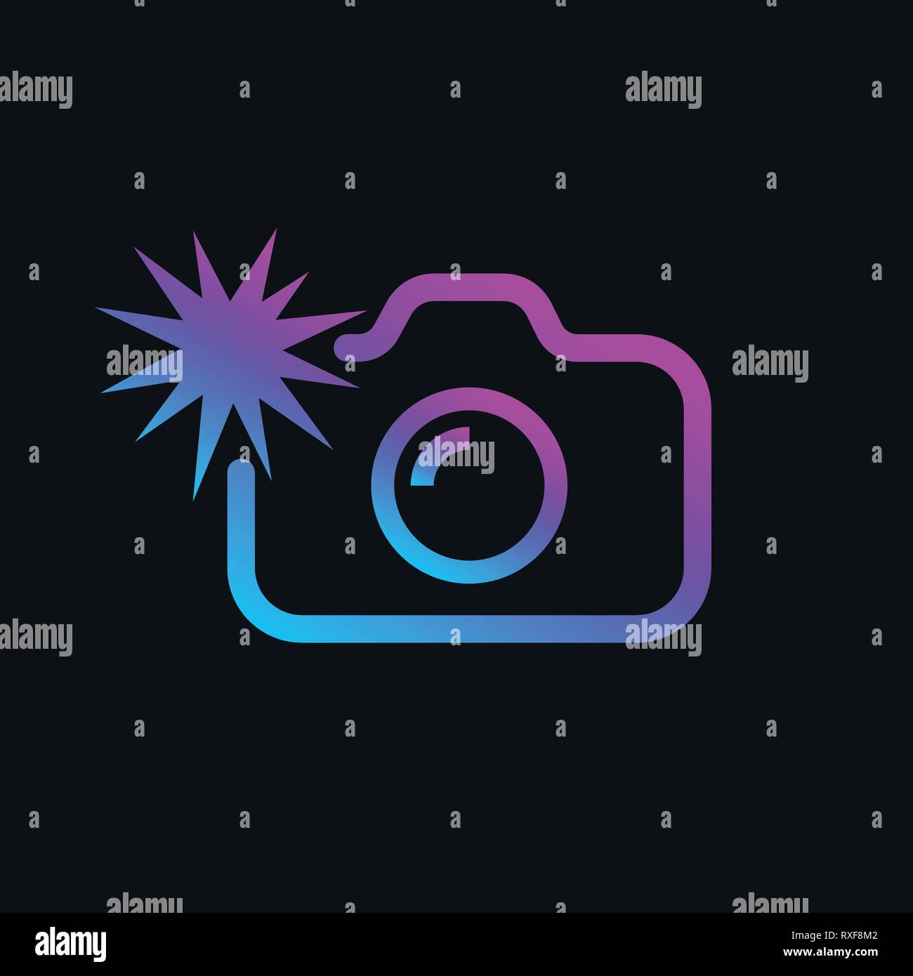 Web icon of modern line art camera. Camera with flash. Digital ...