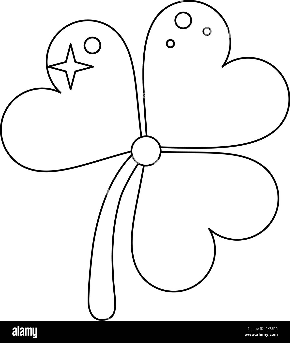 shamrock clover lucky symbol in black and white Stock Vector Image ...