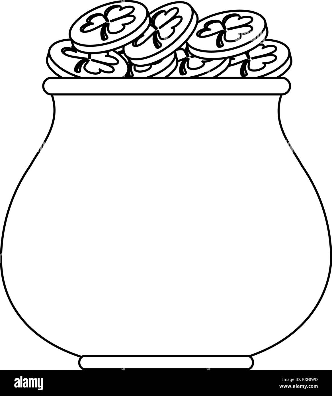 coins pot cartoon isolated in black and white Stock Vector Image & Art ...