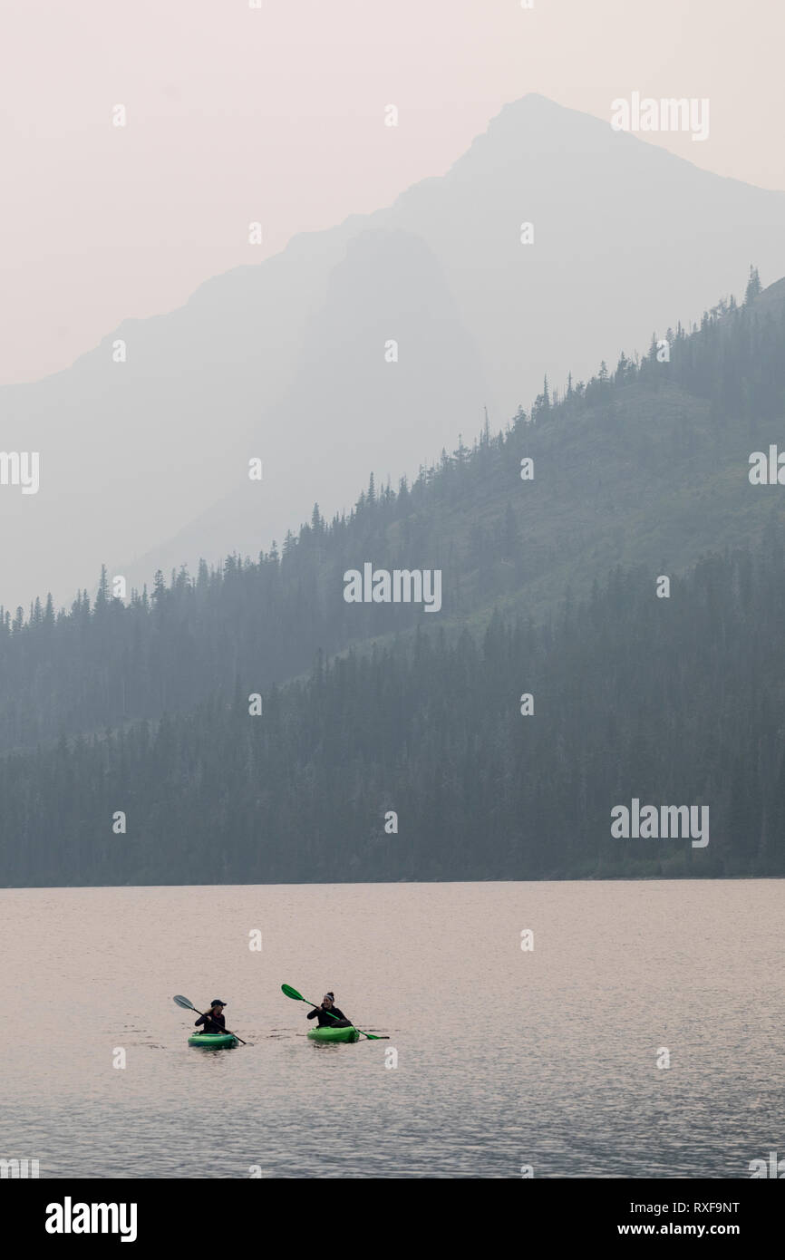 Kayaking on Two Medicine Lake, Glacier National Park, Montana, USA ...