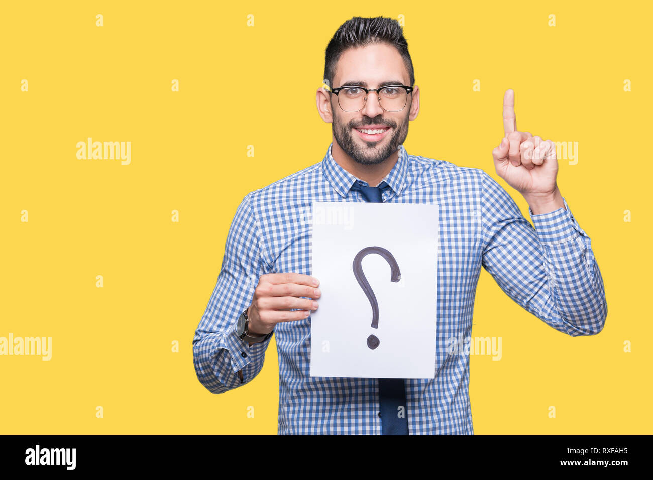 Funny young guy question mark hi-res stock photography and images - Alamy