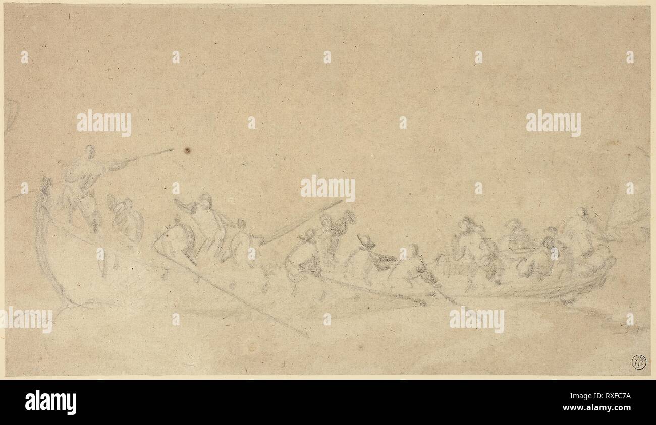 Graphite on ivory laid paper mounted to ivory laid paper hi-res stock ...