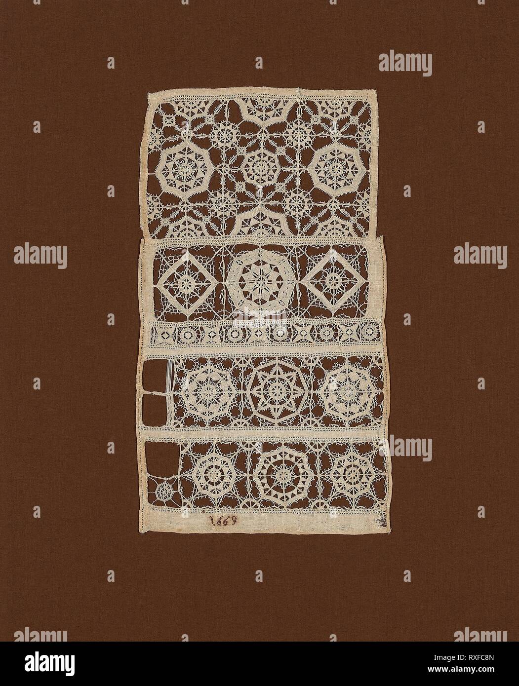 Date embroidered with cotton in cross stitches reticella pattern hi-res ...
