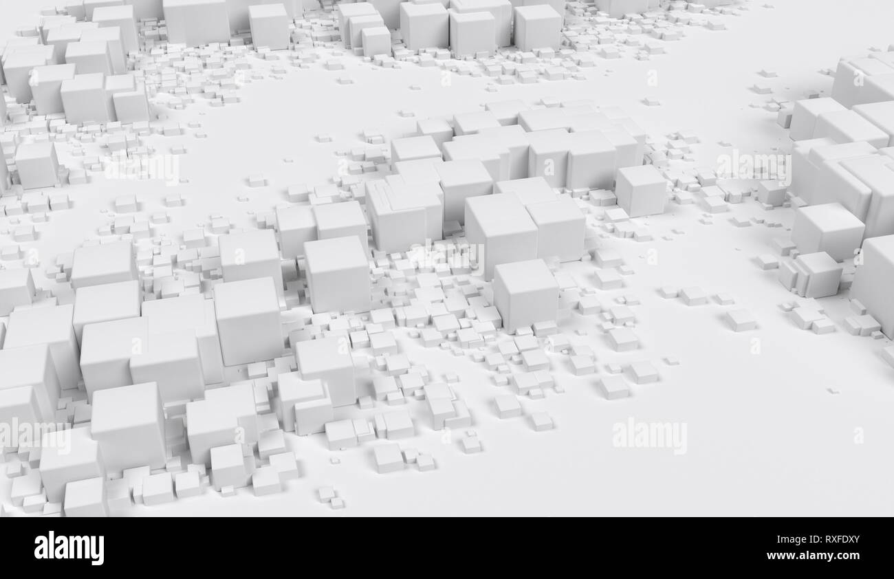Abstract geometric cubes random placed on background 3d illustration ...