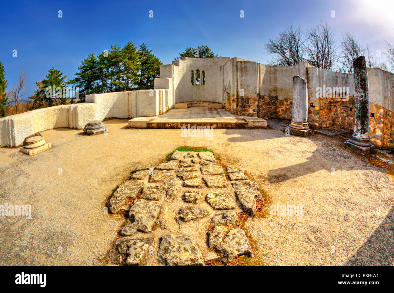 Ruins of ancient christian church in fish-eye perspective Stock Photo ...