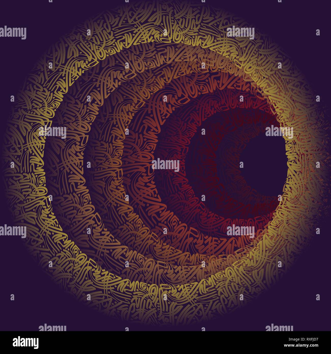 Abstract muslim circle calligraphy different colors dark blue ...
