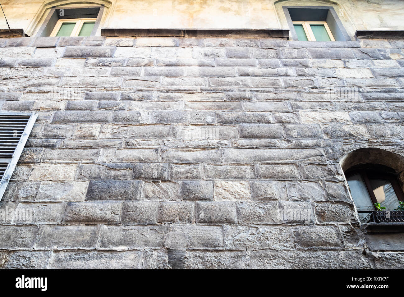 Travel to Italy - medieval stone wall of palace on street via ...