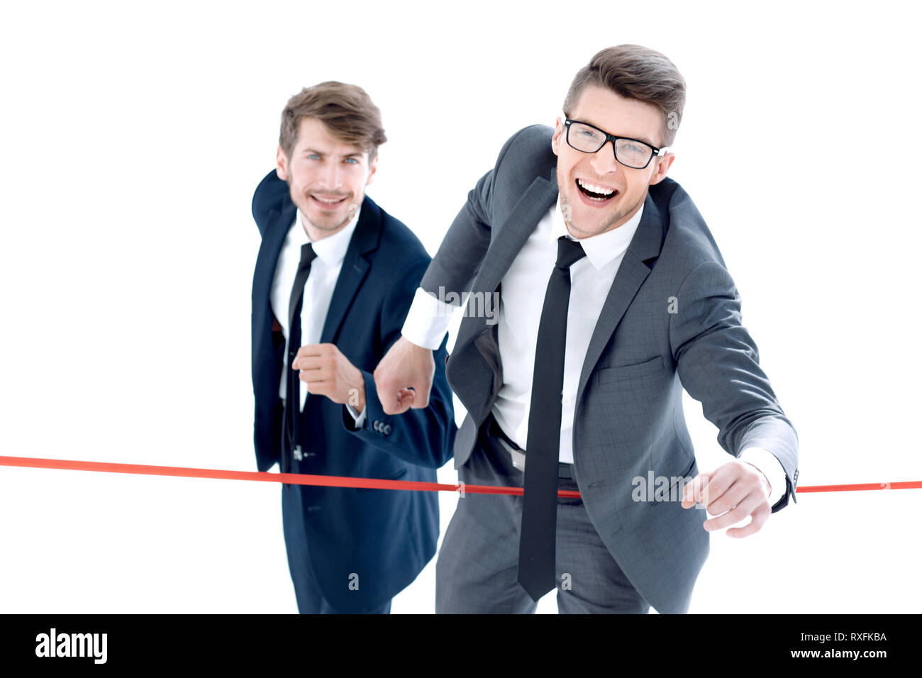 businessmen cross the finish line Stock Photo - Alamy