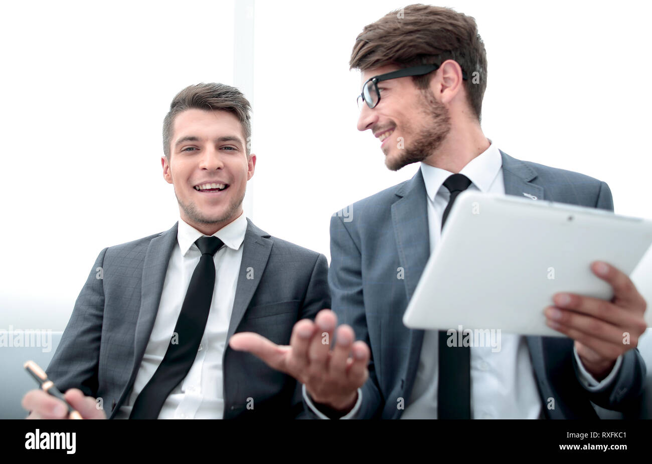 men talking in the office during a break Stock Photo - Alamy