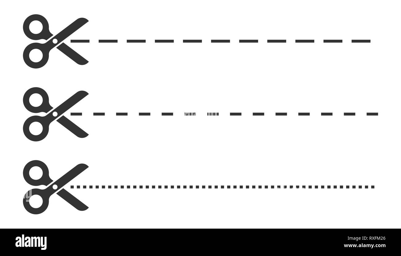 Cut lines icon in flat style. Scissors snip vector illustration on ...