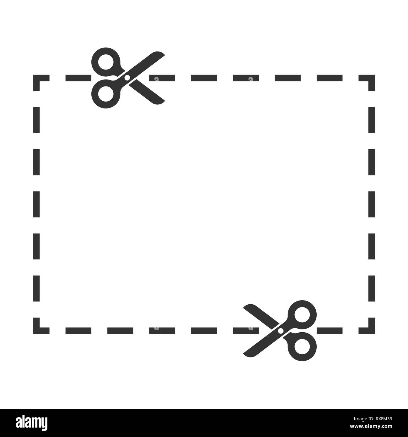 Coupon cut lines icon in flat style. Scissors snip vector illustration ...