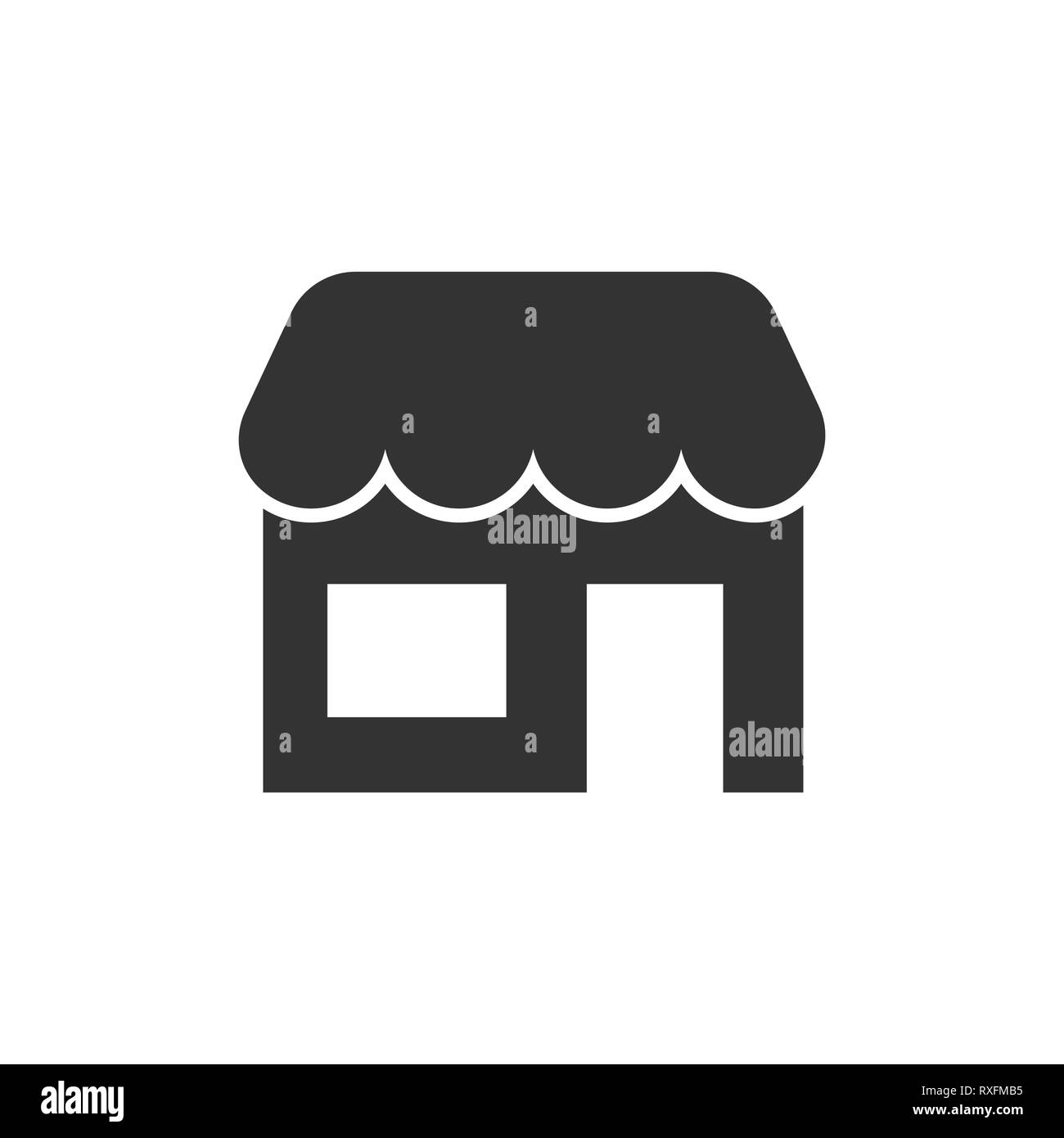 Grocery store icon in flat style. Shop building vector illustration on ...