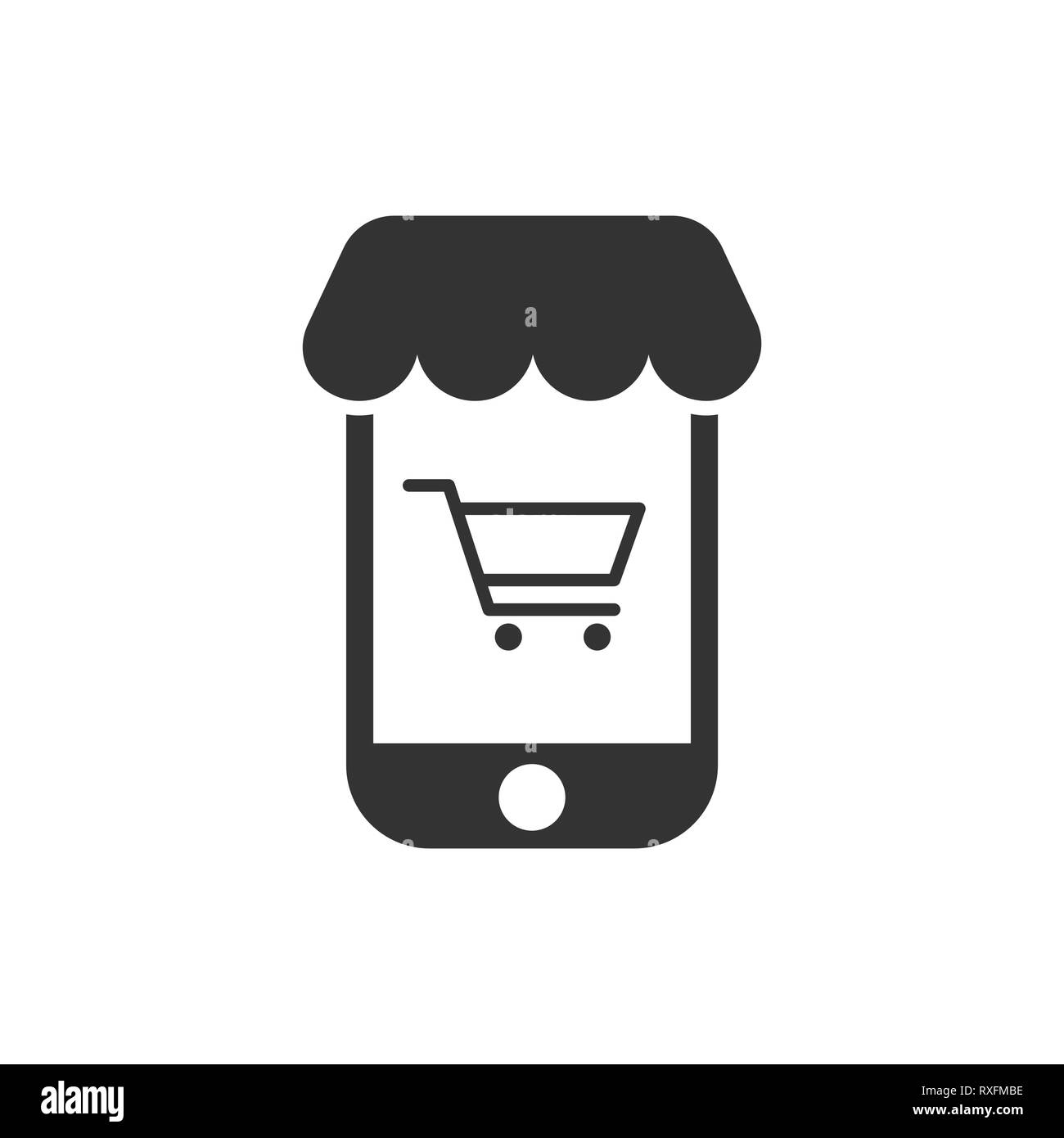 Online shopping icon in flat style. Smartphone store vector ...