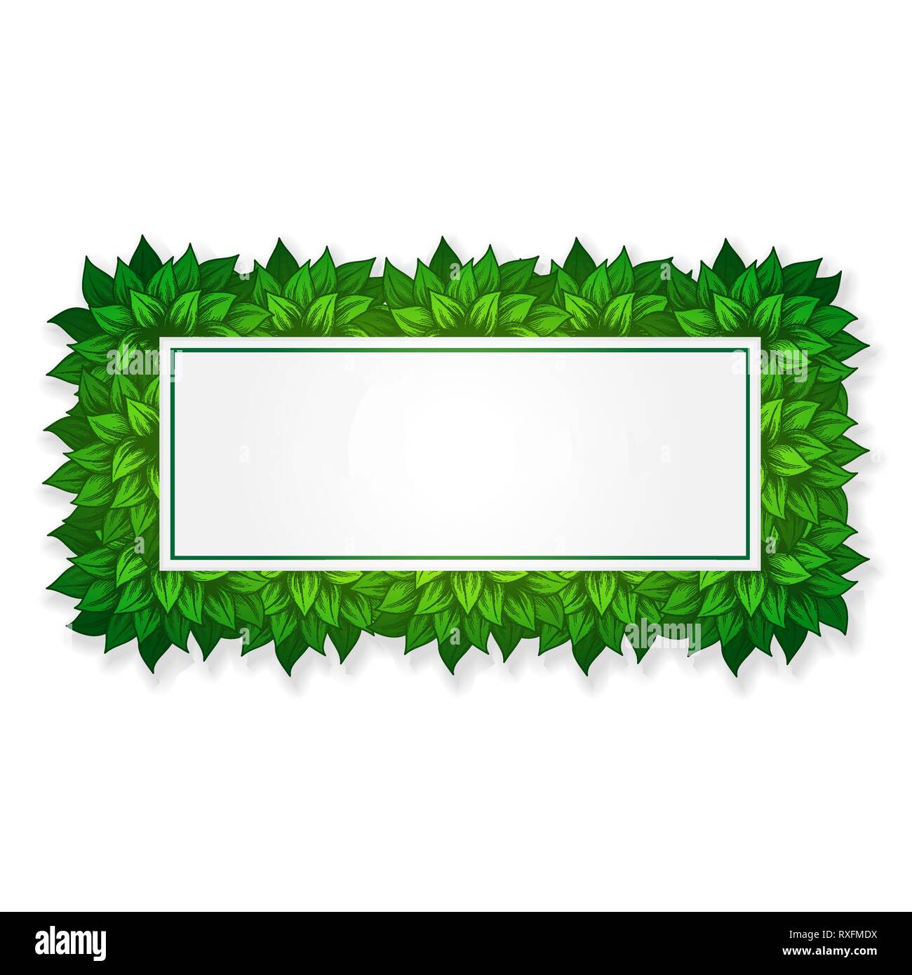 Rectangle frame with green brushes isolated on white background Stock ...