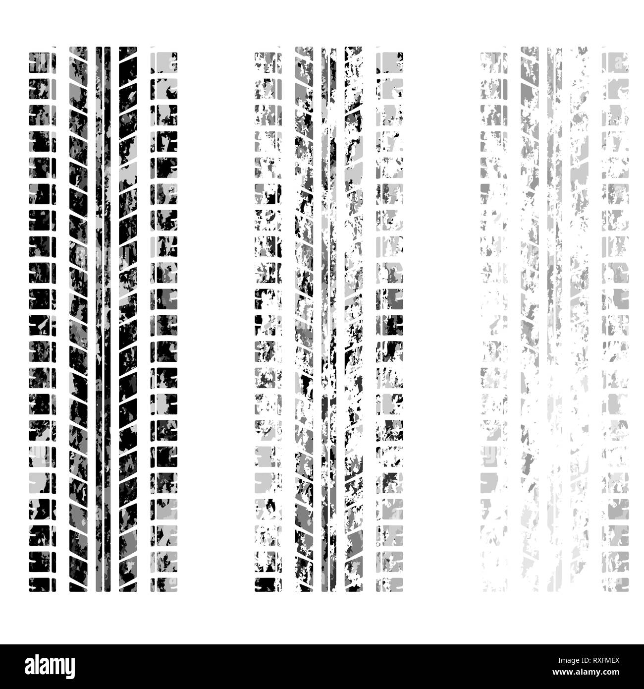 Gray grunge tire track set isolated on white background Stock Vector ...