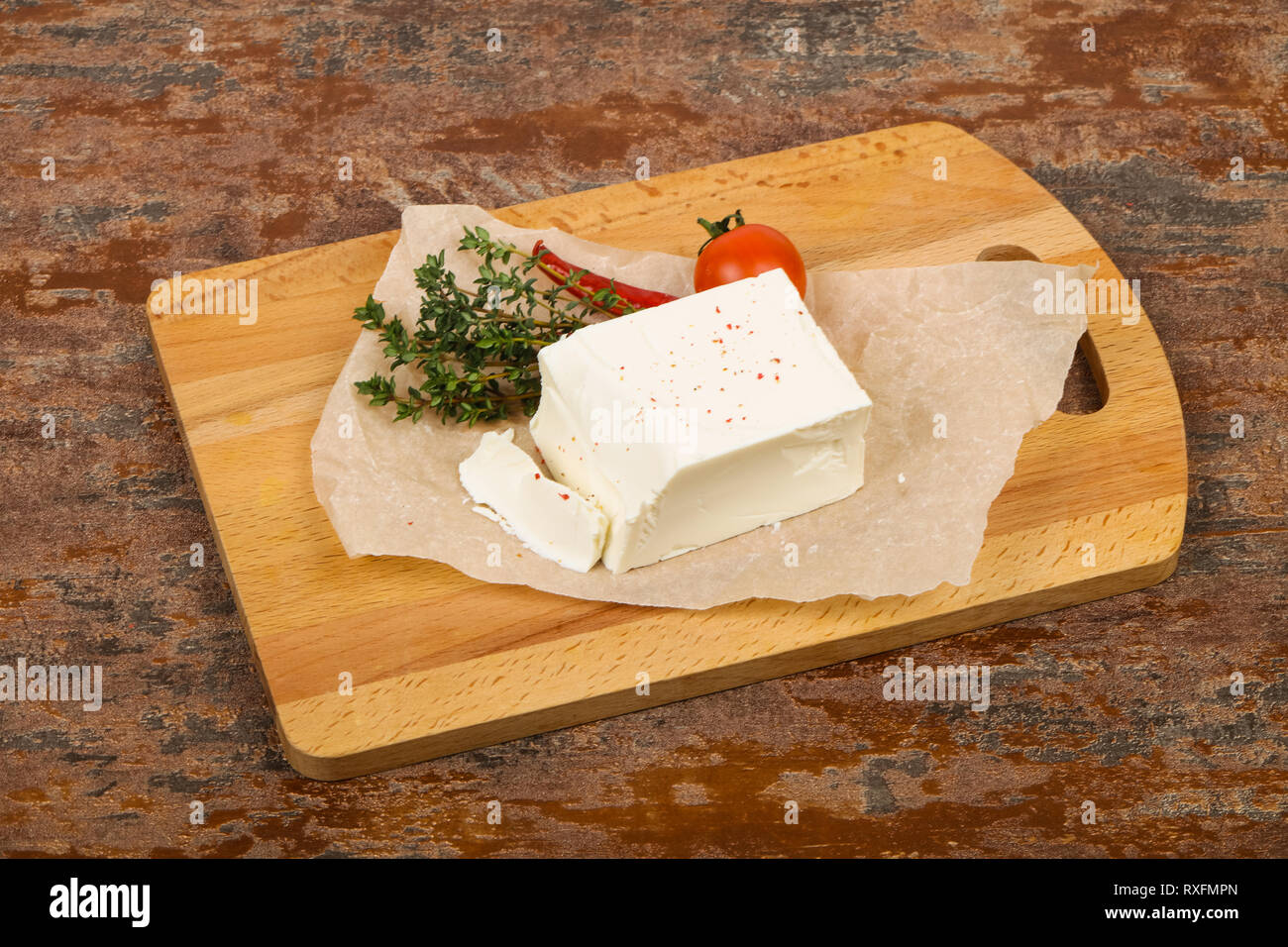 Traditional Feta Cheese served thyme Stock Photo - Alamy