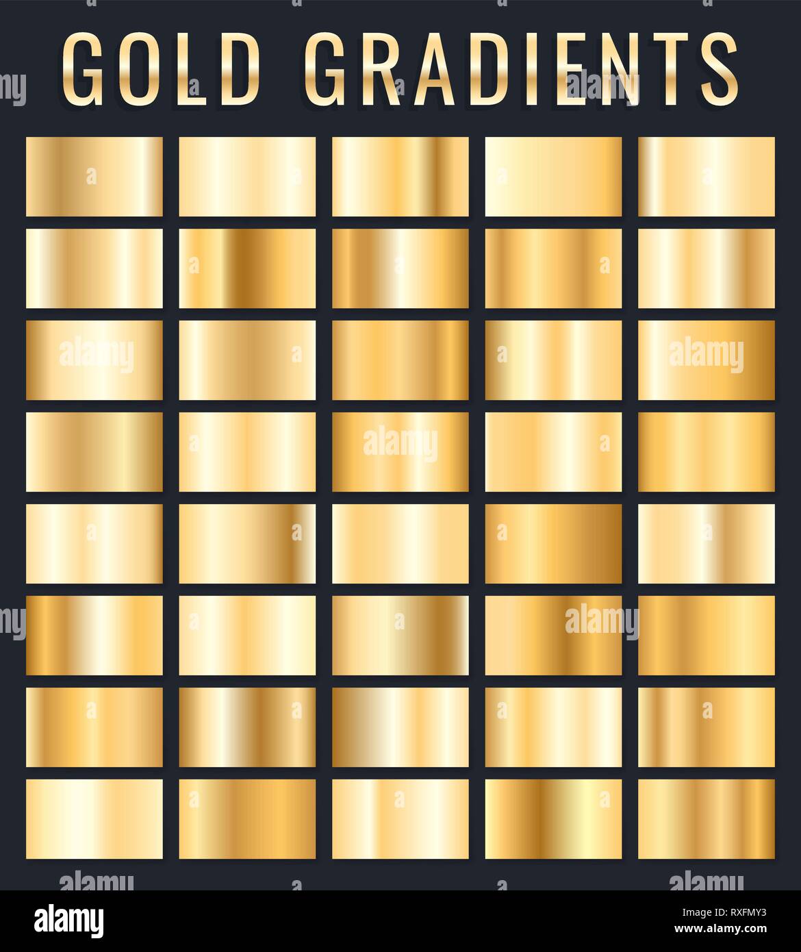 Collection of golden metallic gradient. Brilliant plates with gold ...