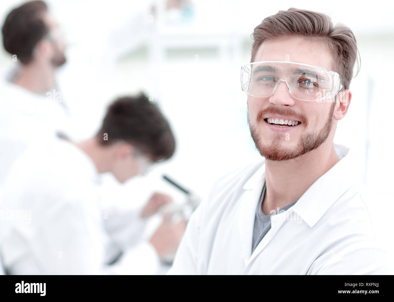 closeup.successful scientist on a light background Stock Photo - Alamy