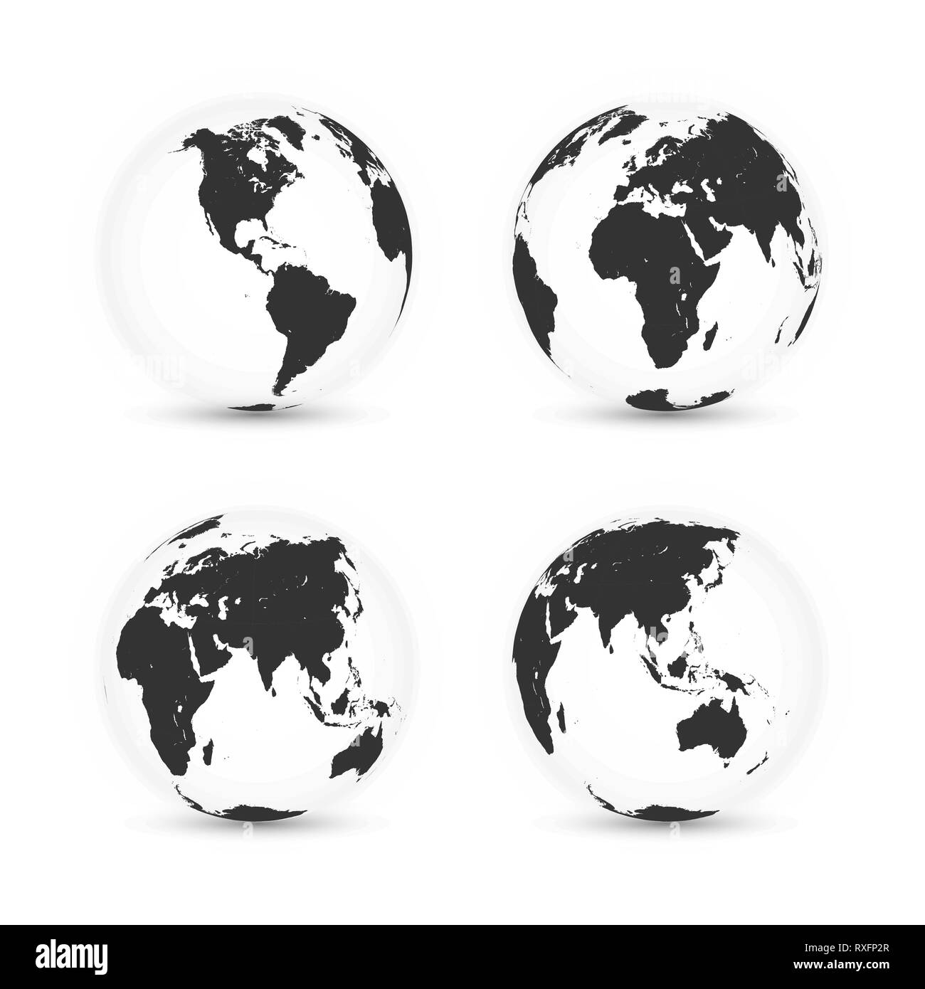 Earth globe. World map set. Planet with continents. Vector Illustration ...