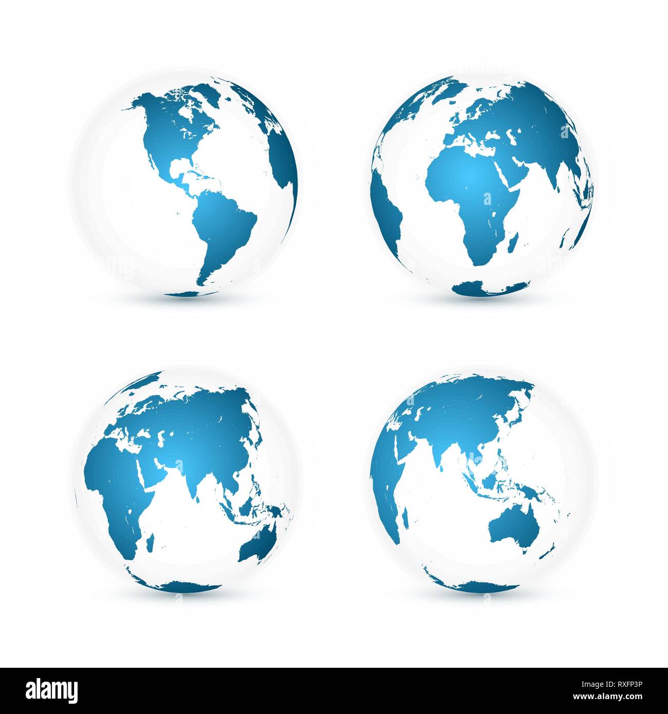 Earth globe. World map set. Planet with continents. Vector Illustration ...