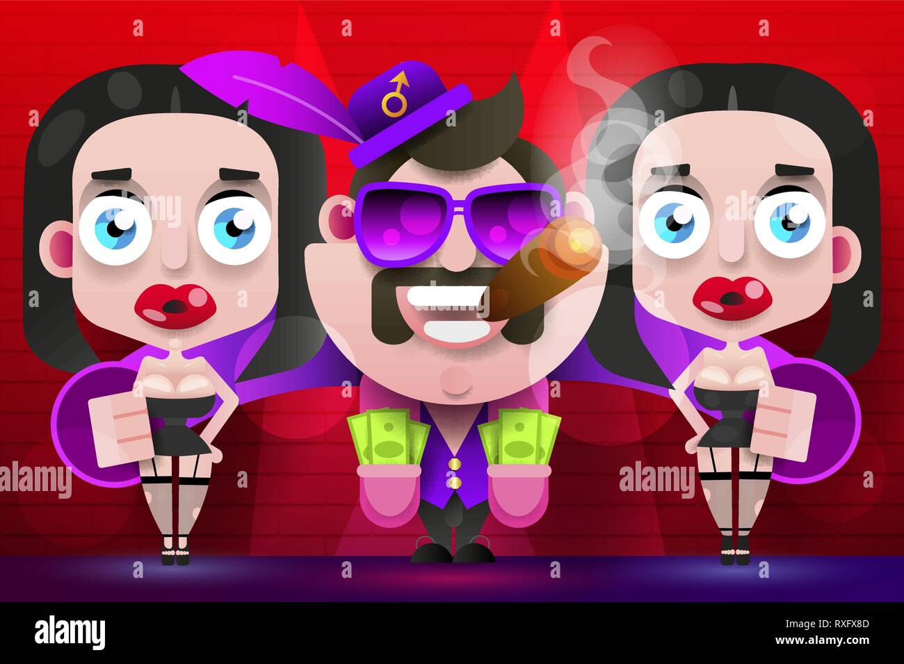 People in 1970s style clothes dancing disco, cartoon style vector ...