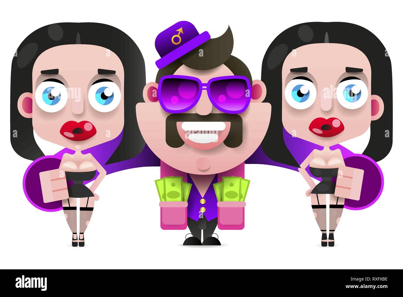 People in 1970s style clothes dancing disco, cartoon style vector ...