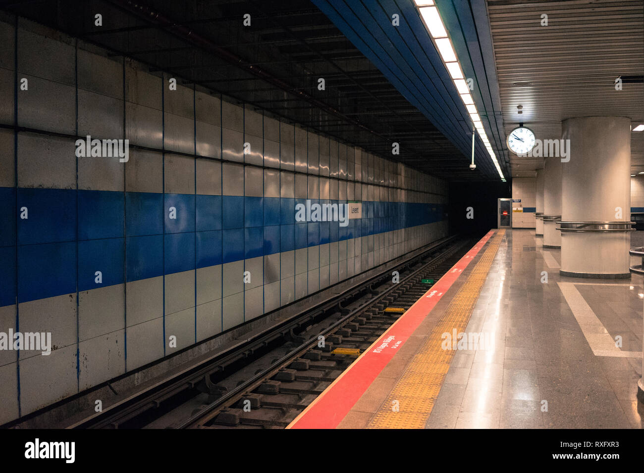 Lonely subway station line Stock Photo - Alamy