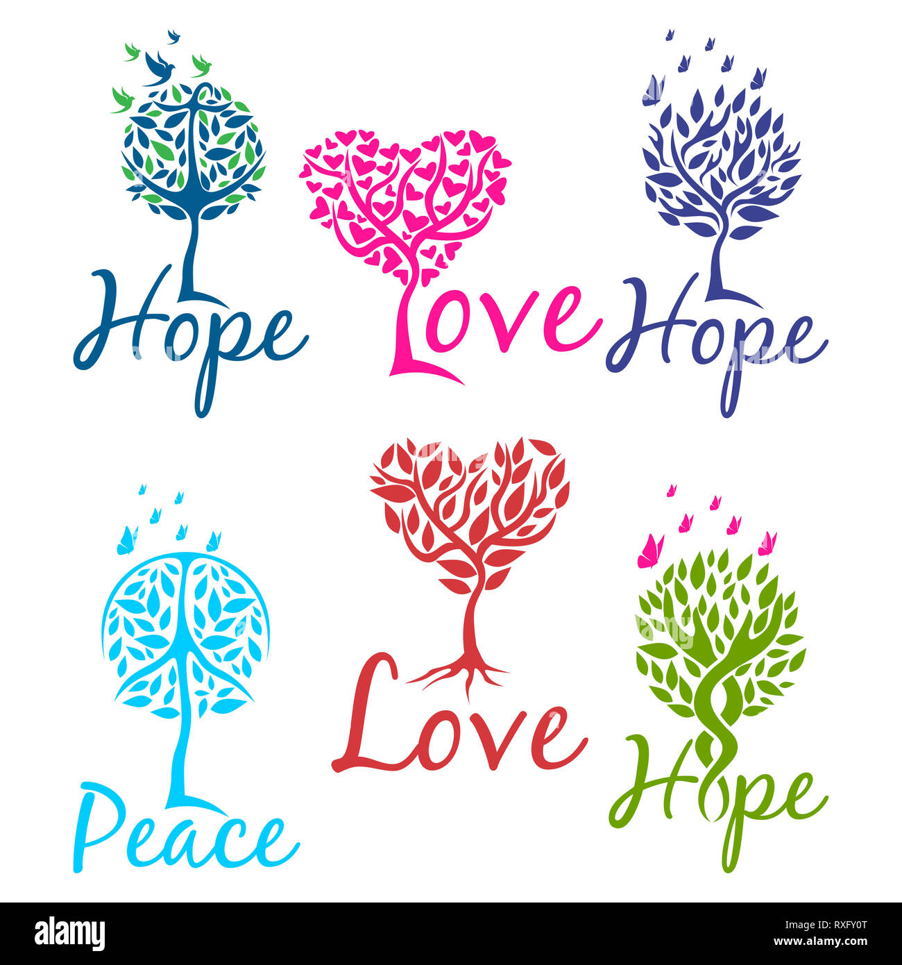 Tree of hope, faith and love logo Stock Photo - Alamy