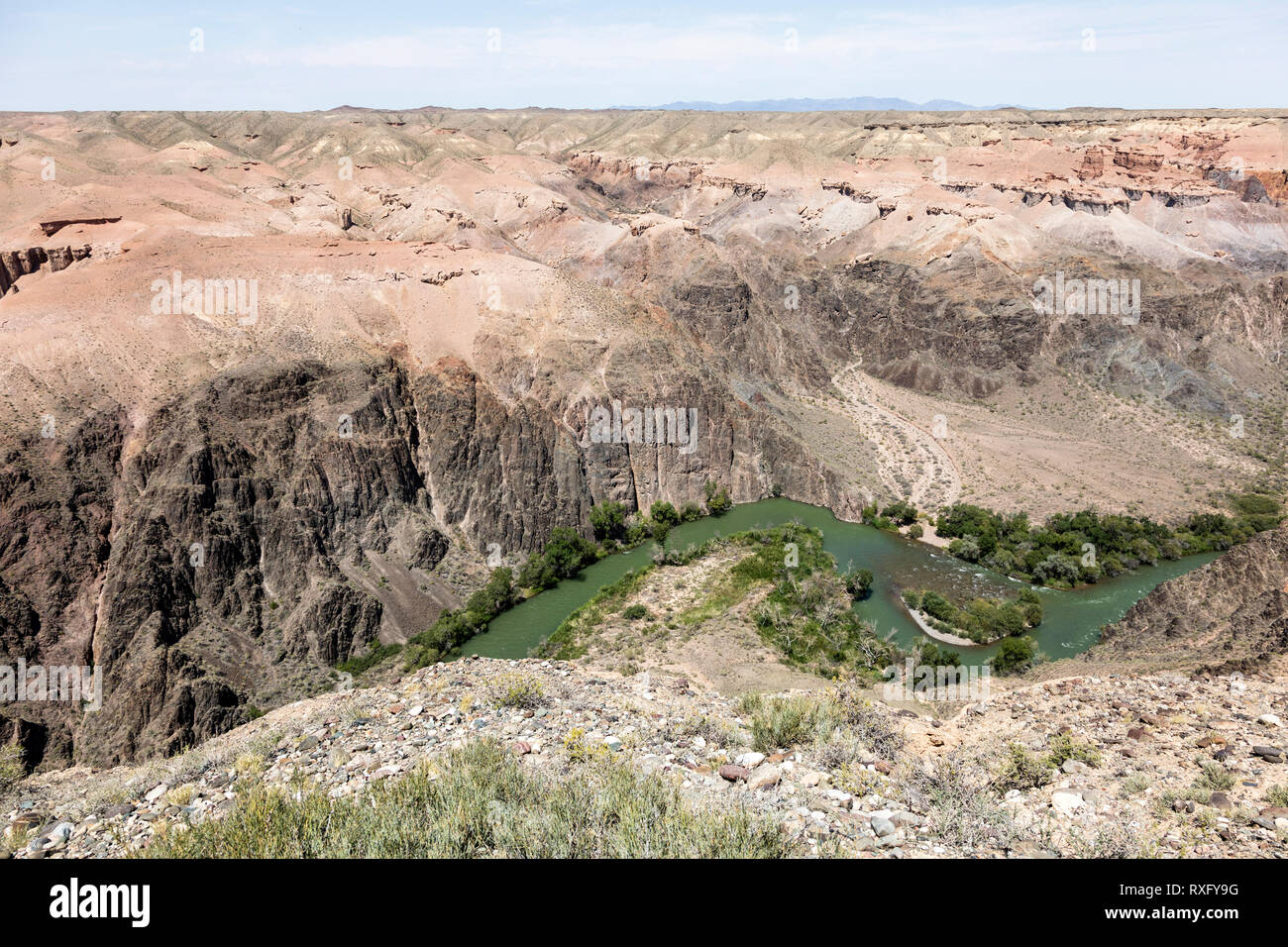 Charyn River flows within the Charyn Canyon and provides a fertile ...