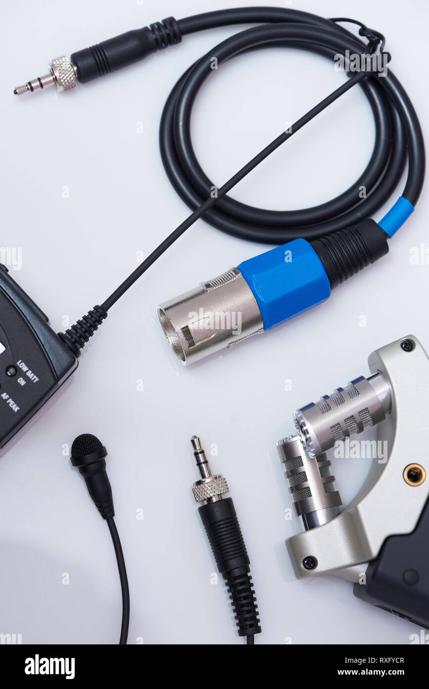 Wireless audio recording set isolated on white background Stock Photo ...