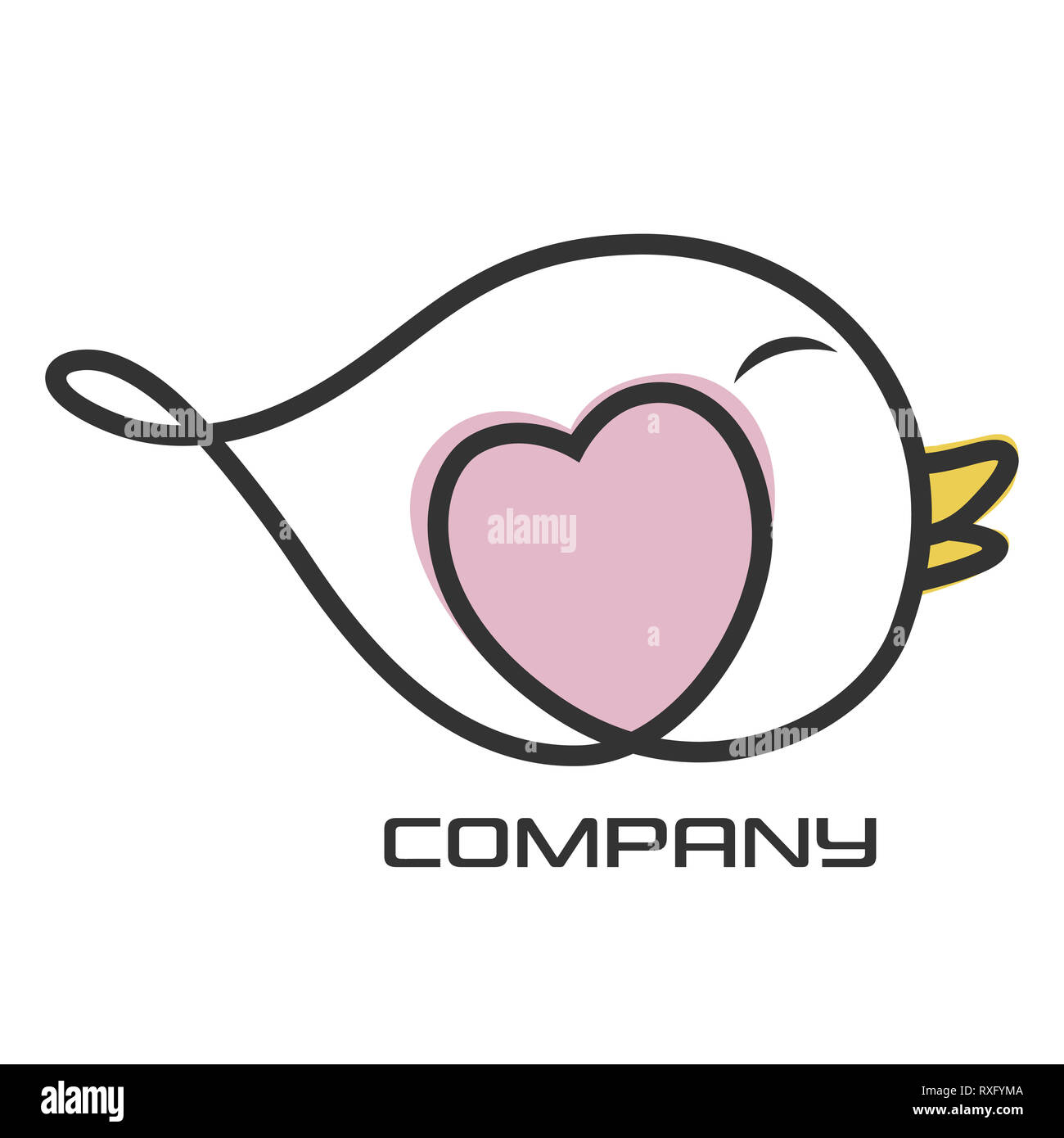 Bird and heart logo Stock Photo - Alamy