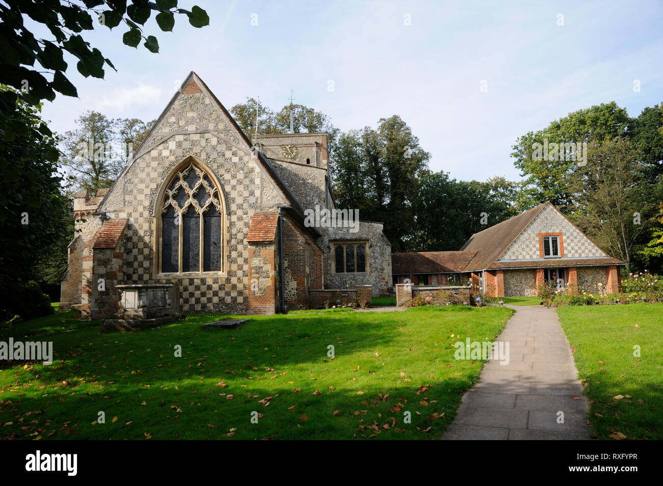 St Marys Church, Redbourn, Hertfordshire, stands in a large enclosed ...