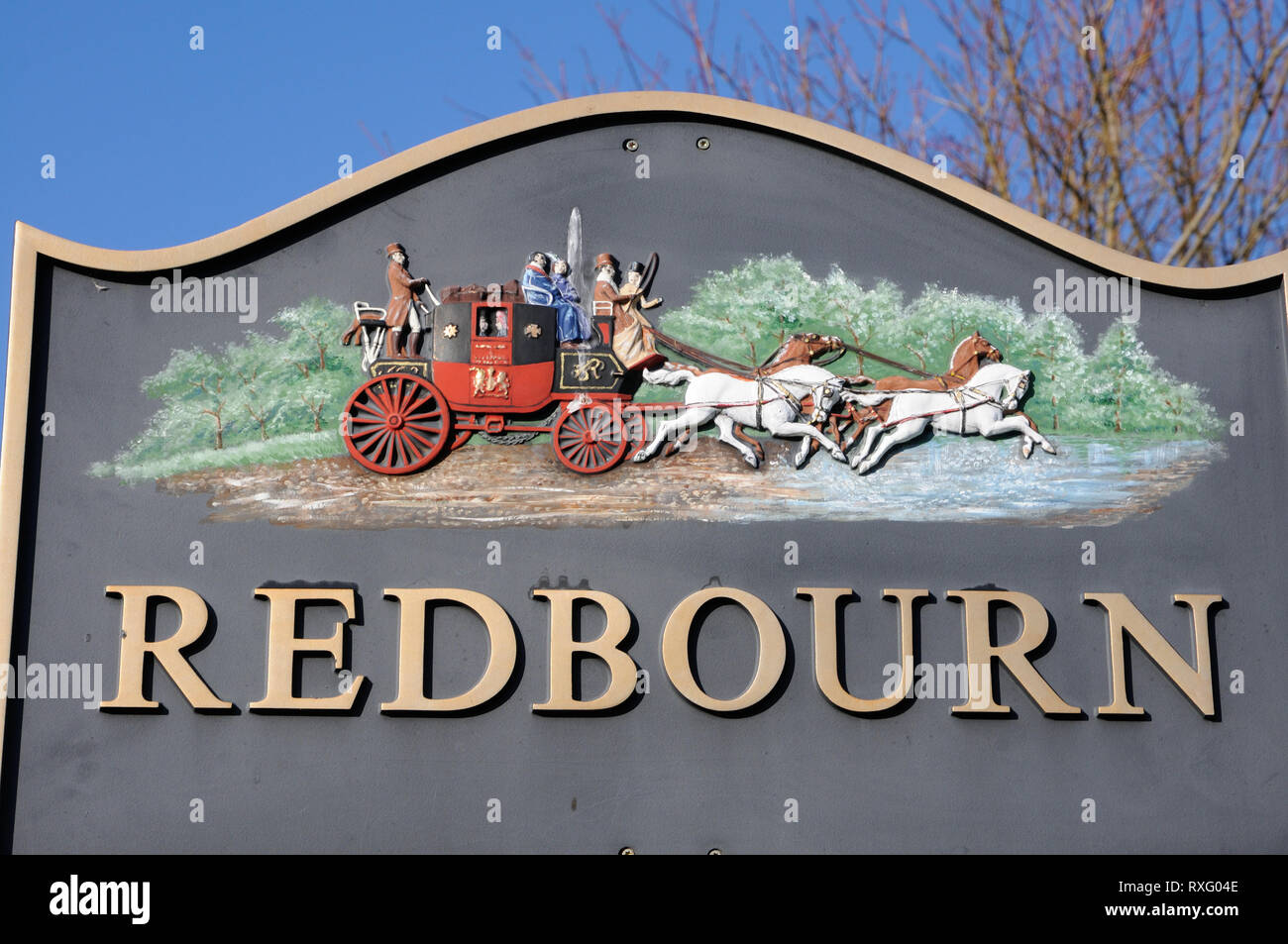 Redbourn Village sign, Redbourn, Hertfordshire, The village sign ...