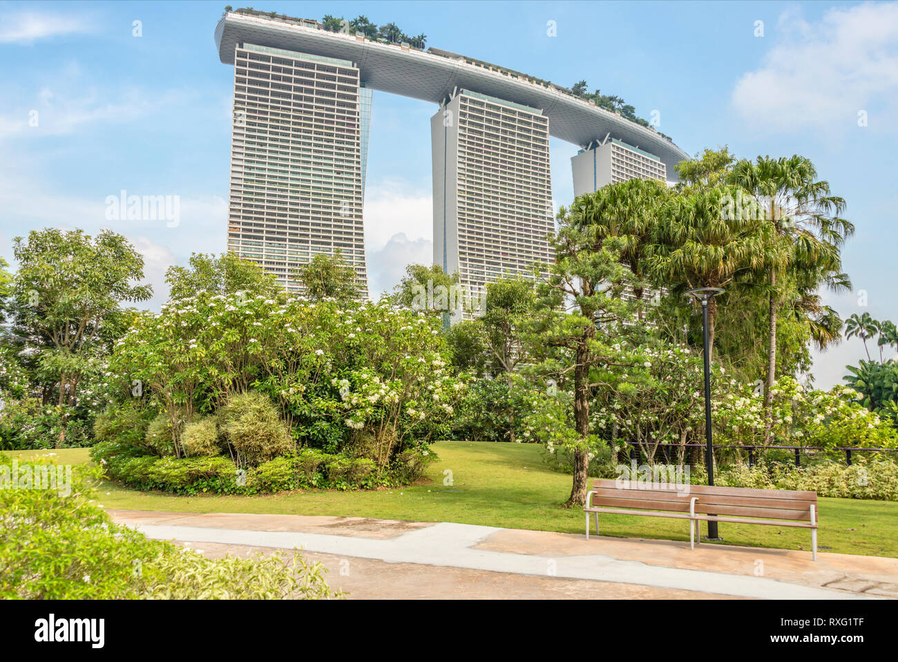 Dragonfly Lake in Gardens the Bay with the Marina Bay Sands Hotel in ...