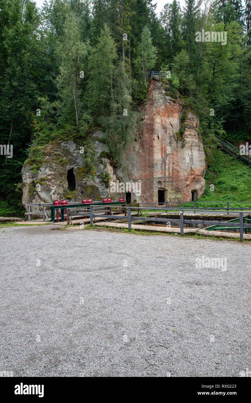 ancient stone building castle details. ruins in nature near water Stock ...