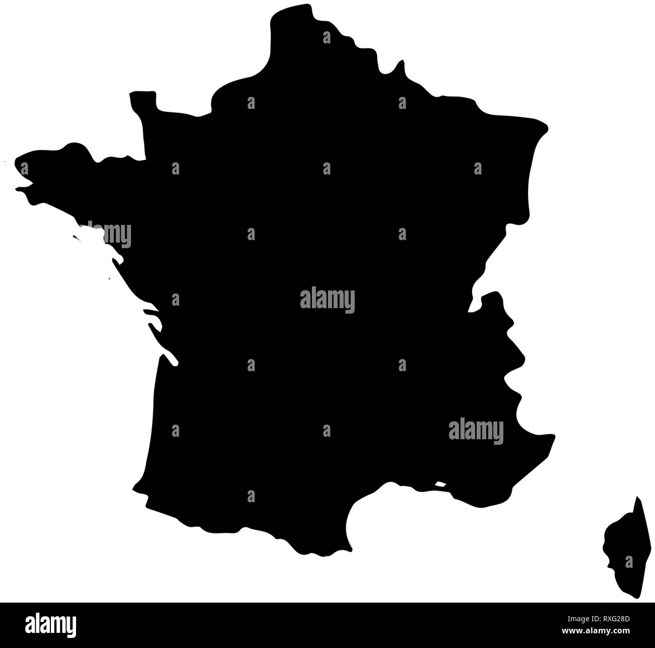 The France country Map illustration black Stock Photo - Alamy