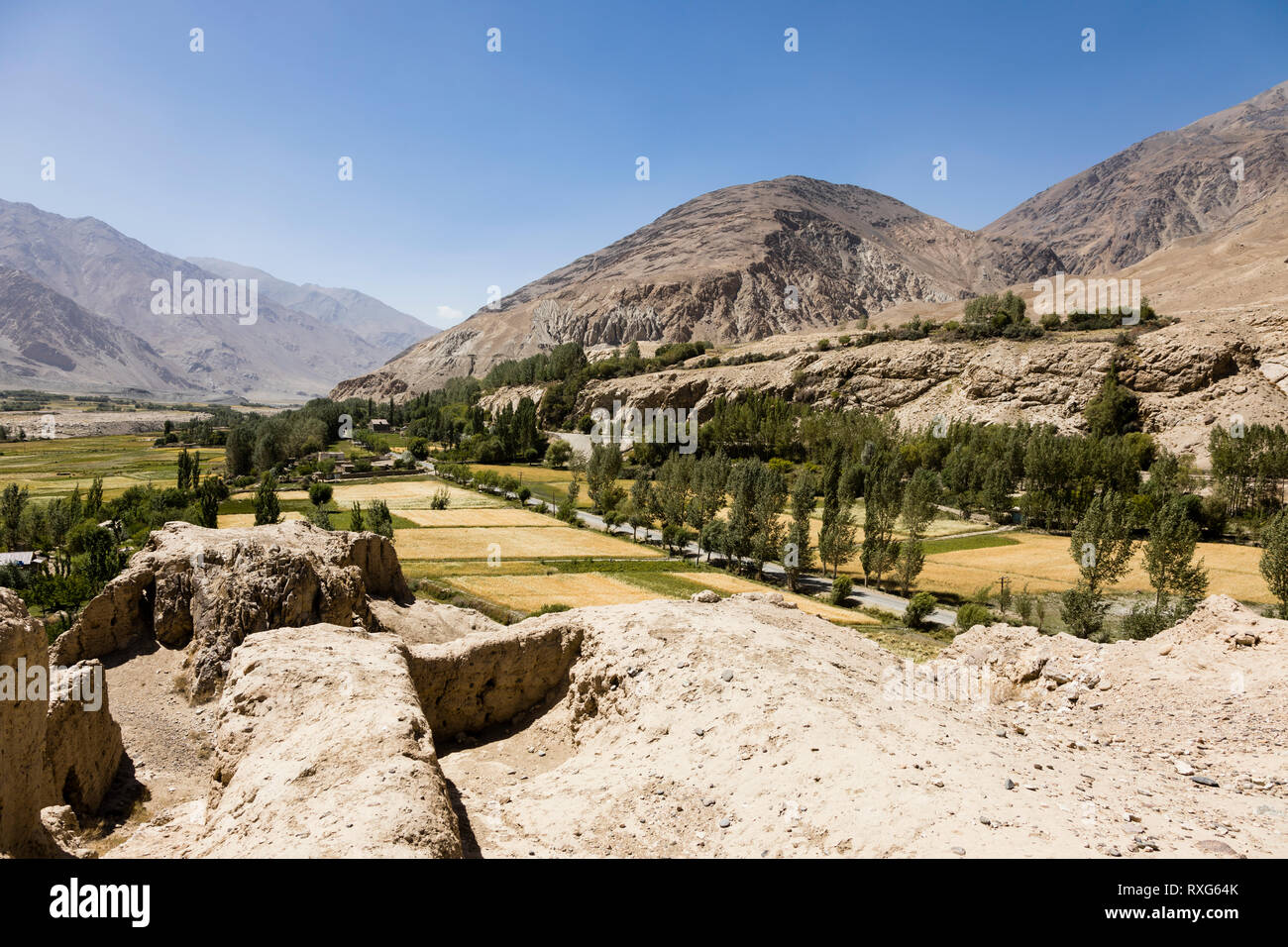 Khaaka Fort in the Wakhan Valley near Vrang in Tajikistan Stock Photo ...