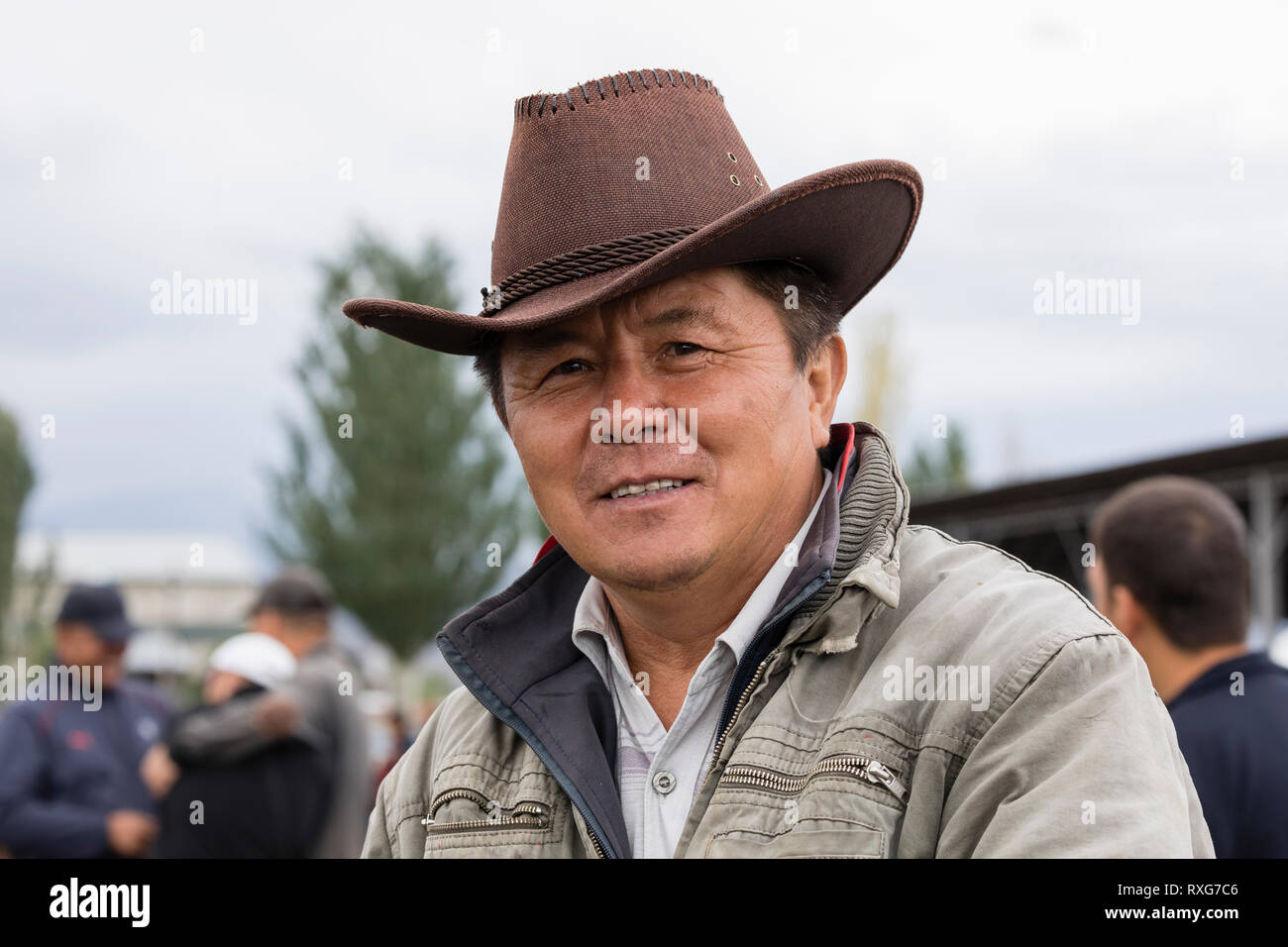 Karakol, Kyrgystan, August 13 2018: Portrait of a handsome horse ...