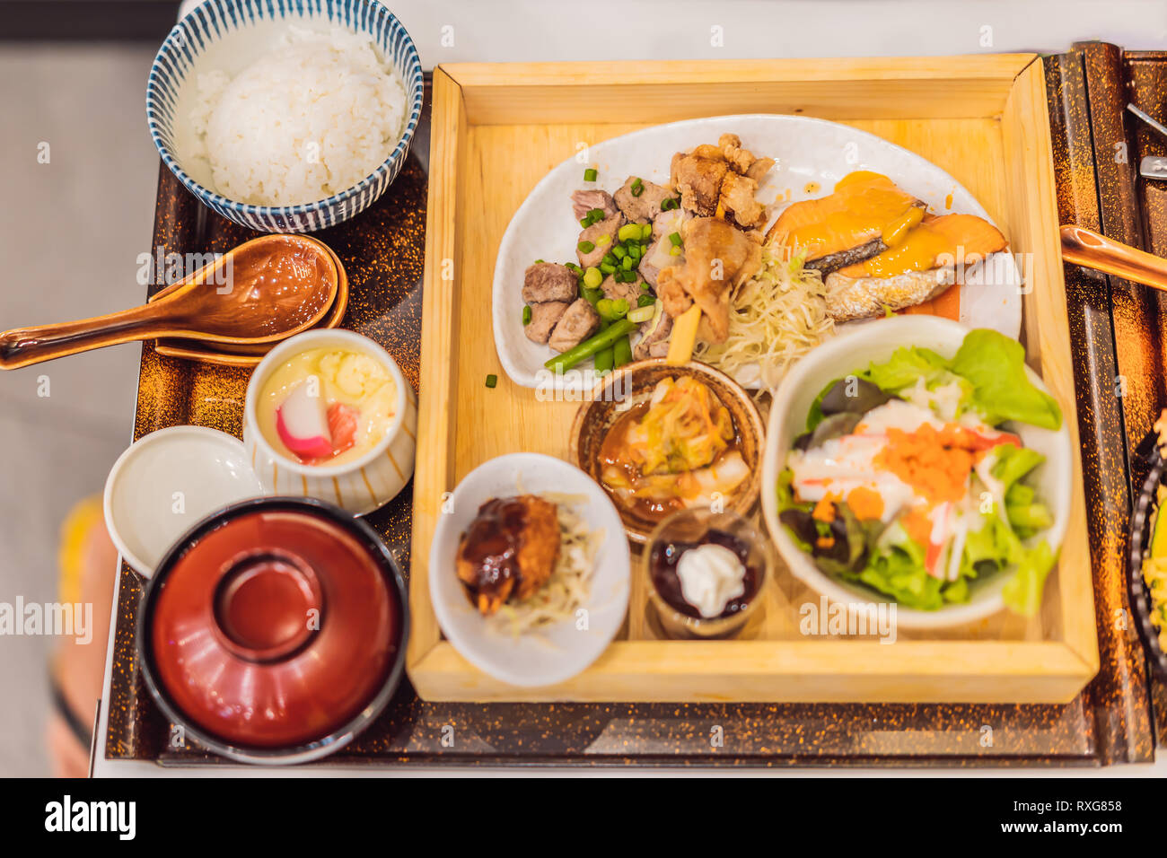 Japanese bento set. Food at a Japanese restaurant Stock Photo - Alamy
