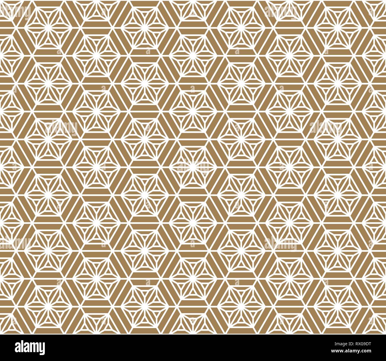 Japanese seamless pattern in style Kumiko.Golden color background and ...