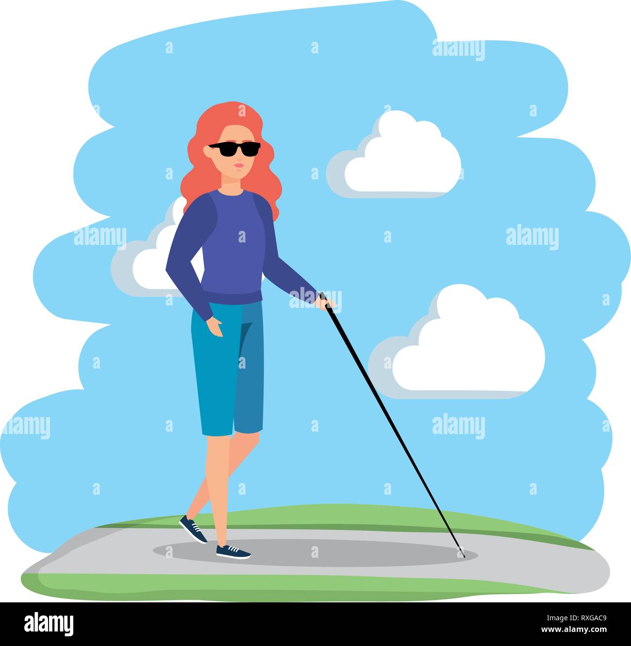 Blind Woman Cane High Resolution Stock Photography and Images - Alamy